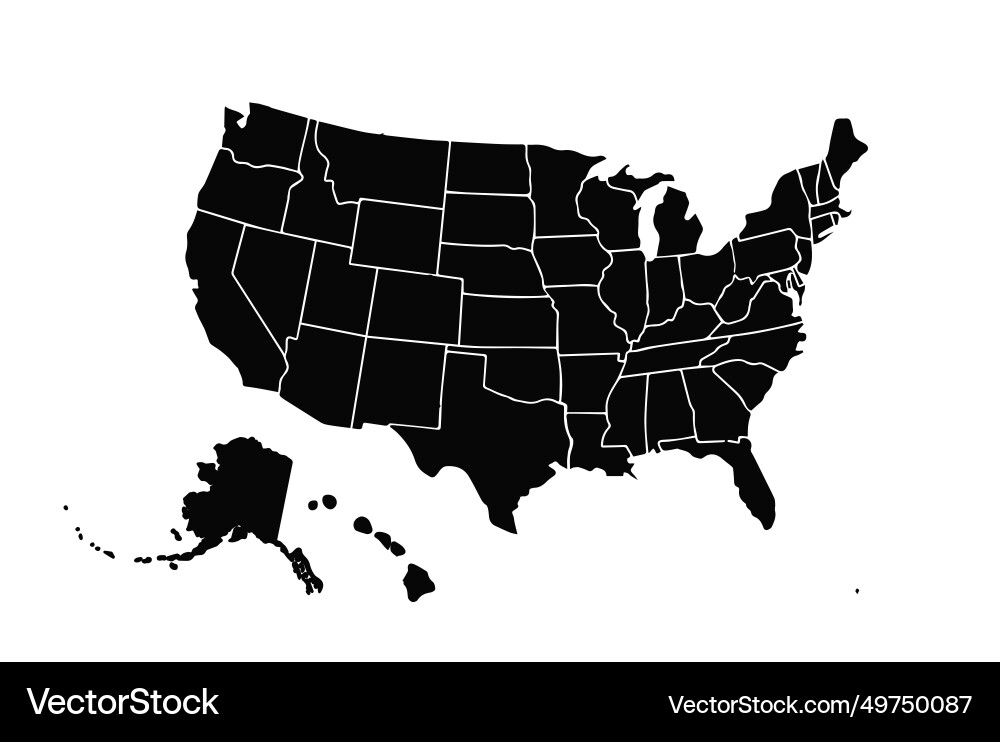 Blank similar usa map isolated on white Royalty Free Vector