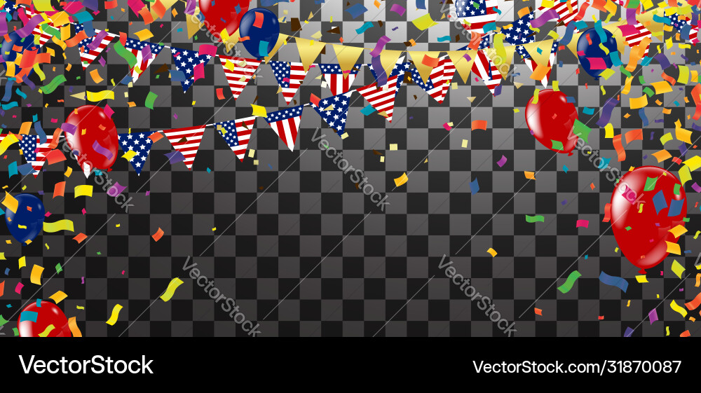 Confetti background with party poppers and air Vector Image