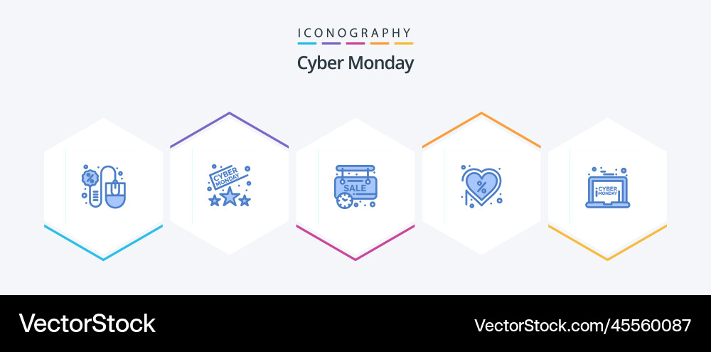 Cyber monday 25 blue icon pack including offer Vector Image