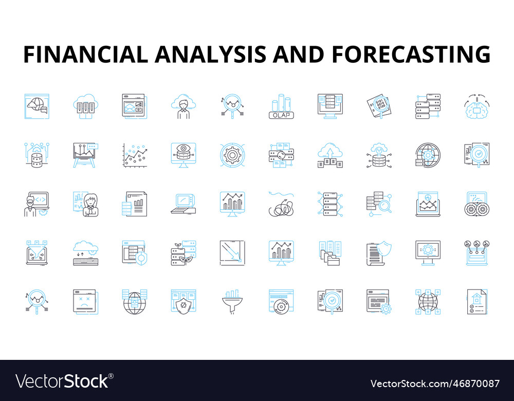 Financial Analysis And Forecasting Linear Icons Vector Image