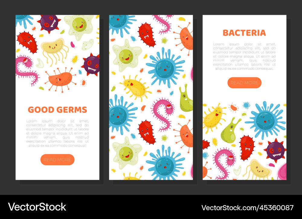 Funny germs banner design with good and bad Vector Image