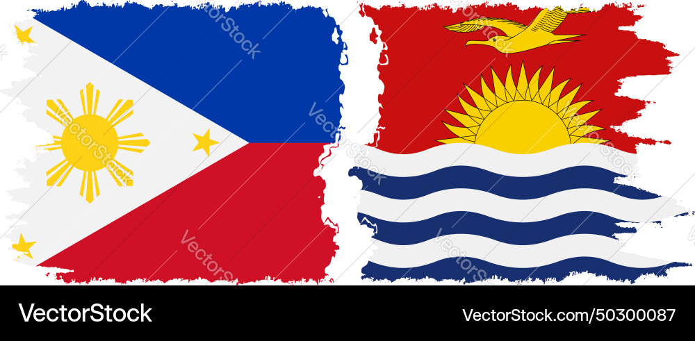 Kiribati and philippines grunge flags connection Vector Image