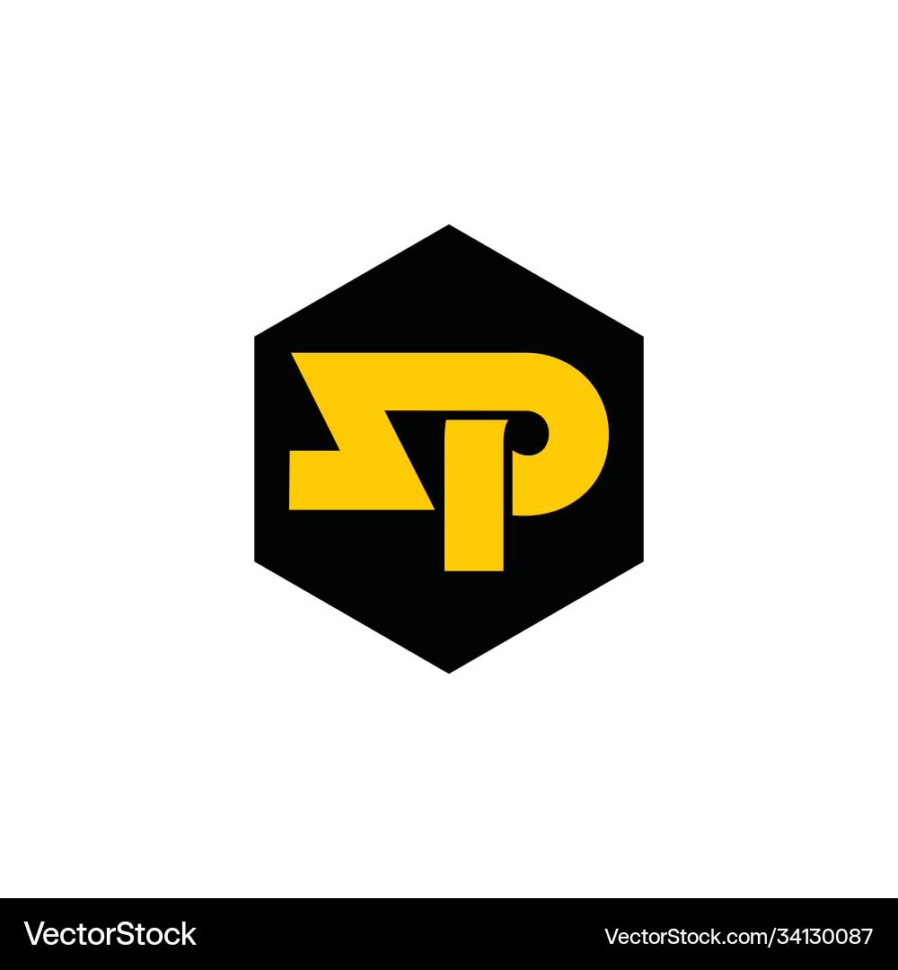 Letters sp simple linked geometric logo Royalty Free Vector