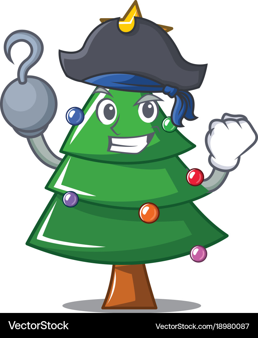 Pirate christmas tree character cartoon Royalty Free Vector
