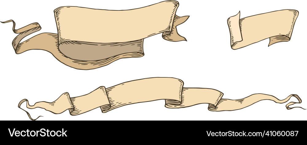 Retro beige blank heraldic ribbons Royalty Free Vector Image