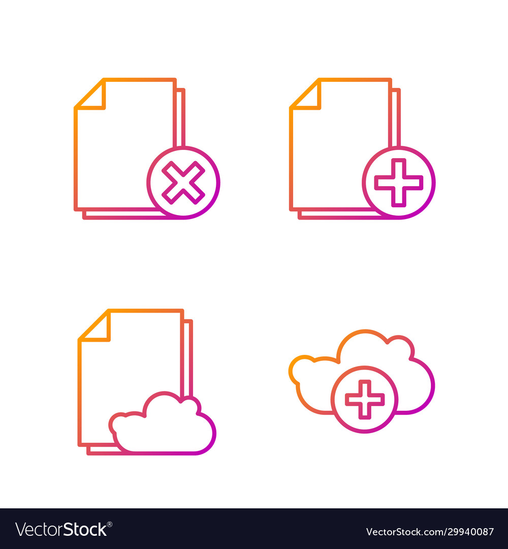 Set line add cloud cloud storage text document Vector Image Set line add cloud cloud storage text document Vector Image