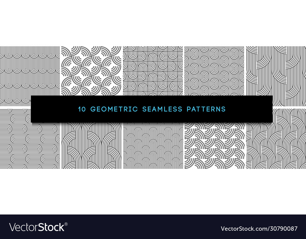 Set monochrome geometric seamless patterns Vector Image