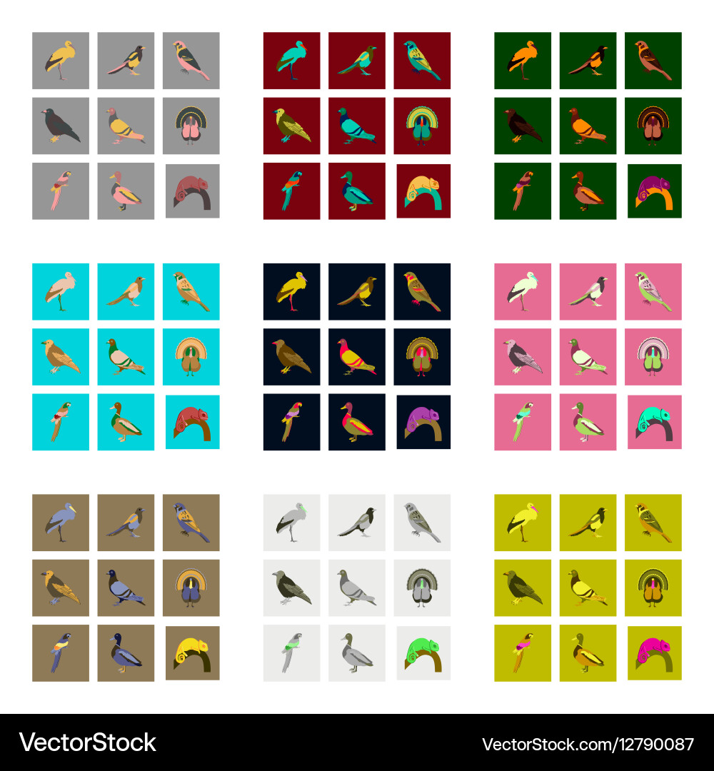 Set of in flat style birds Royalty Free Vector Image