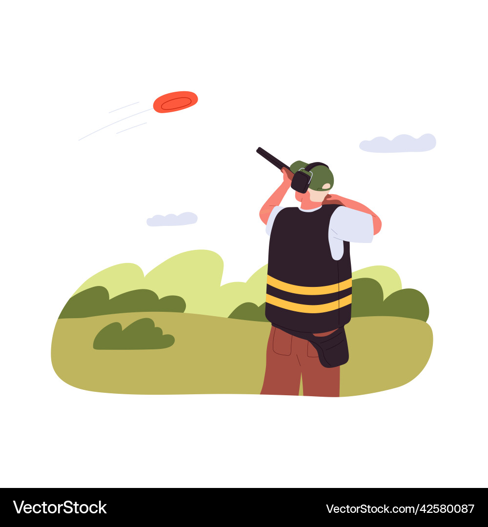 Shooter with rifle gun aiming at moving target Vector Image