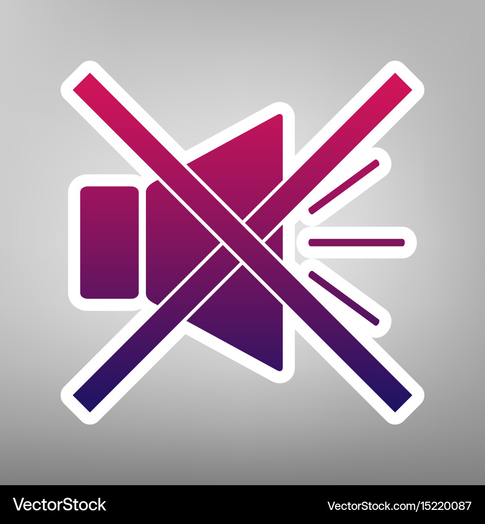 Sound sign with mute mark Royalty Free Vector Image