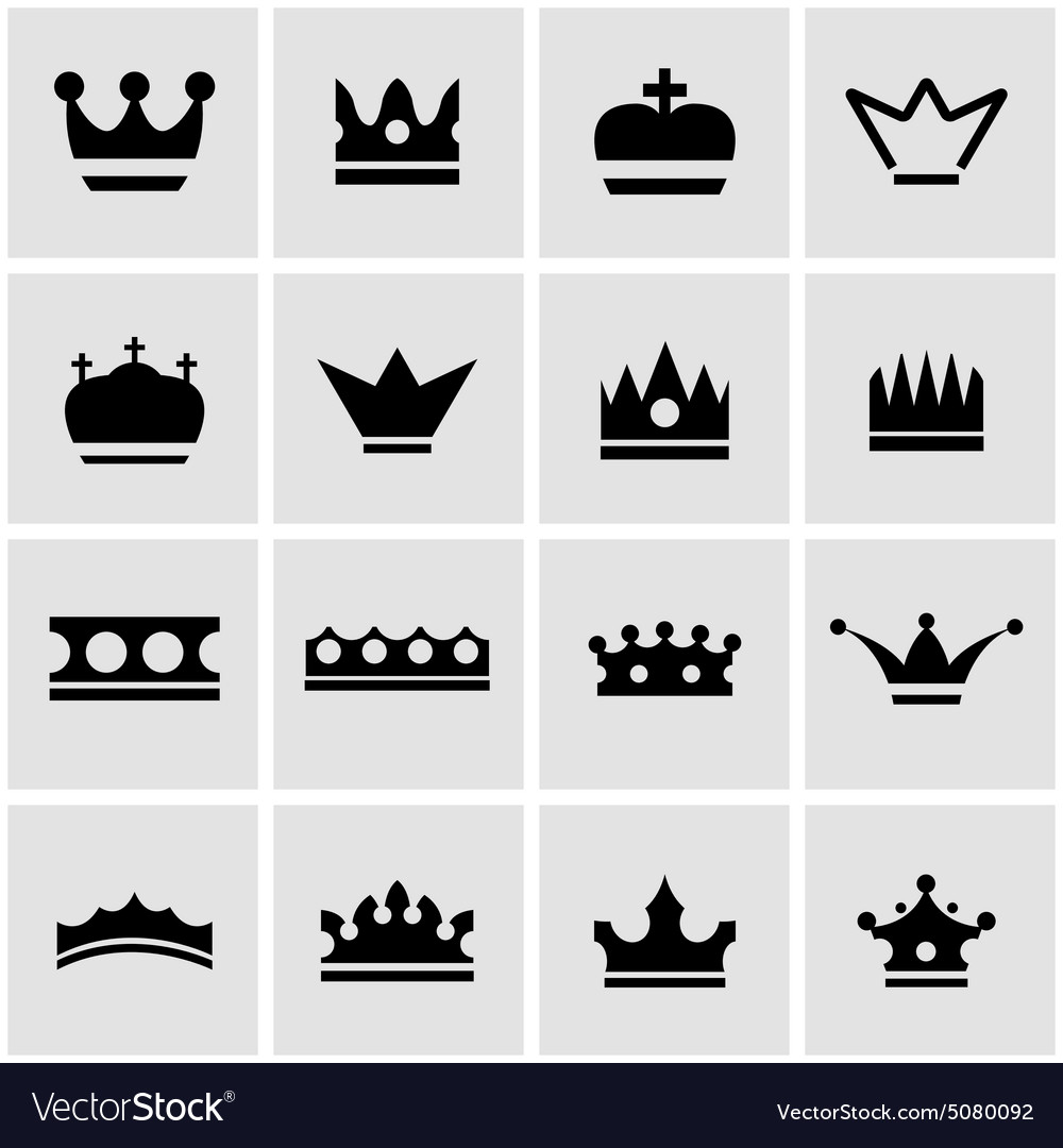 Black crown icon set Royalty Free Vector Image Black crown icon set Royalty Free Vector Image
