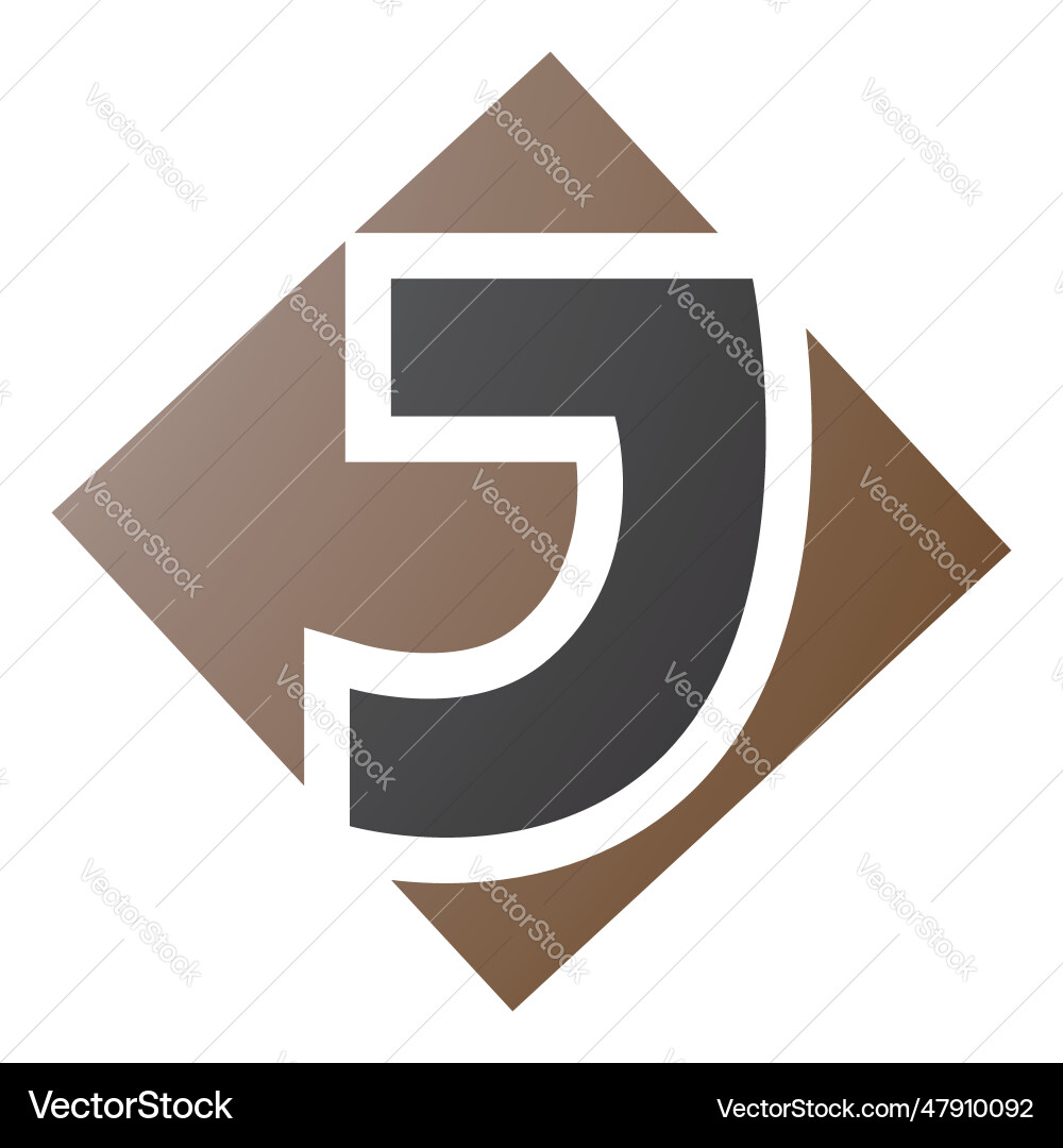 Brown and black square diamond shaped letter j Vector Image