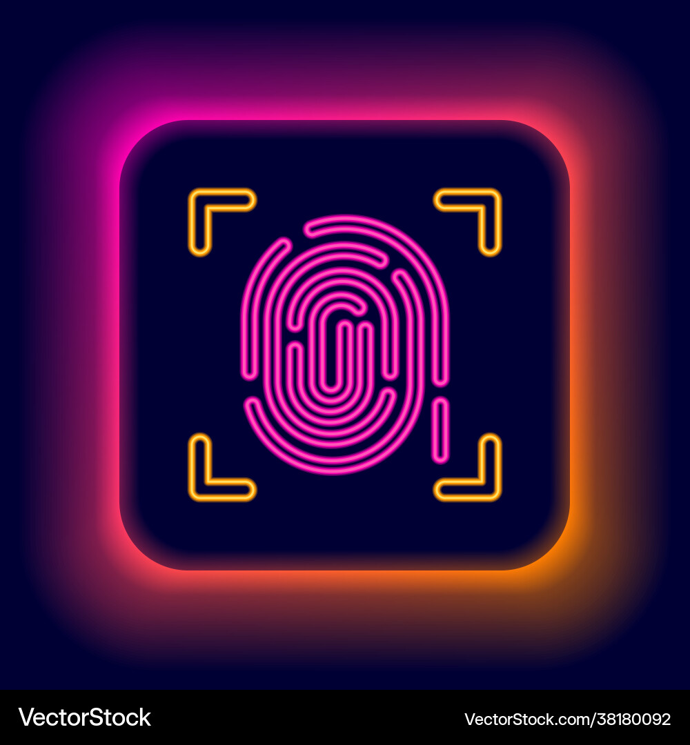 Glowing neon line fingerprint icon isolated Vector Image