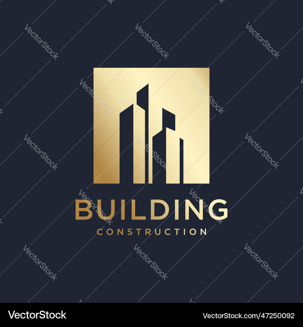 Golden building logo design inspiration Royalty Free Vector