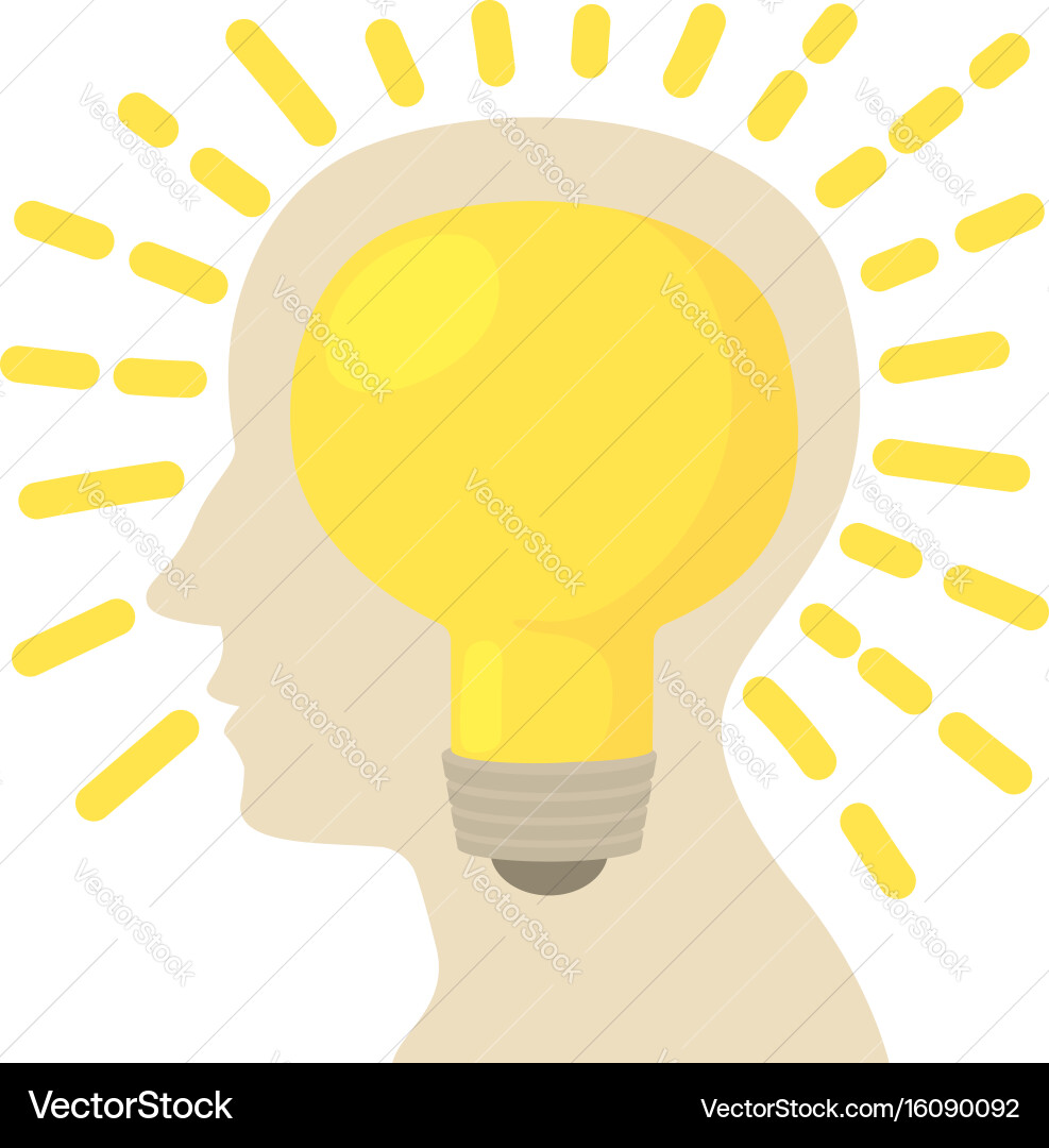 Head with bulb icon cartoon style Royalty Free Vector Image