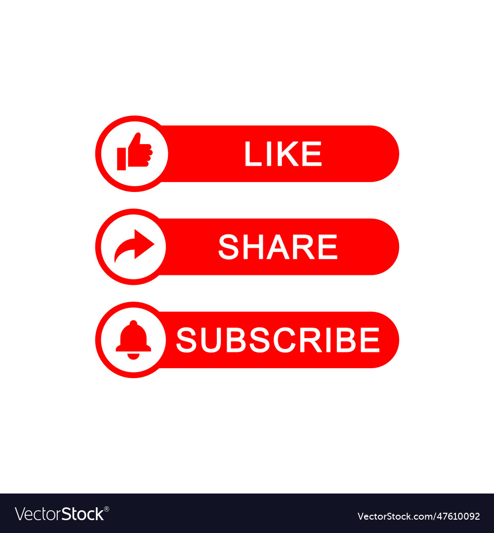 Like share subscribe Royalty Free Vector Image