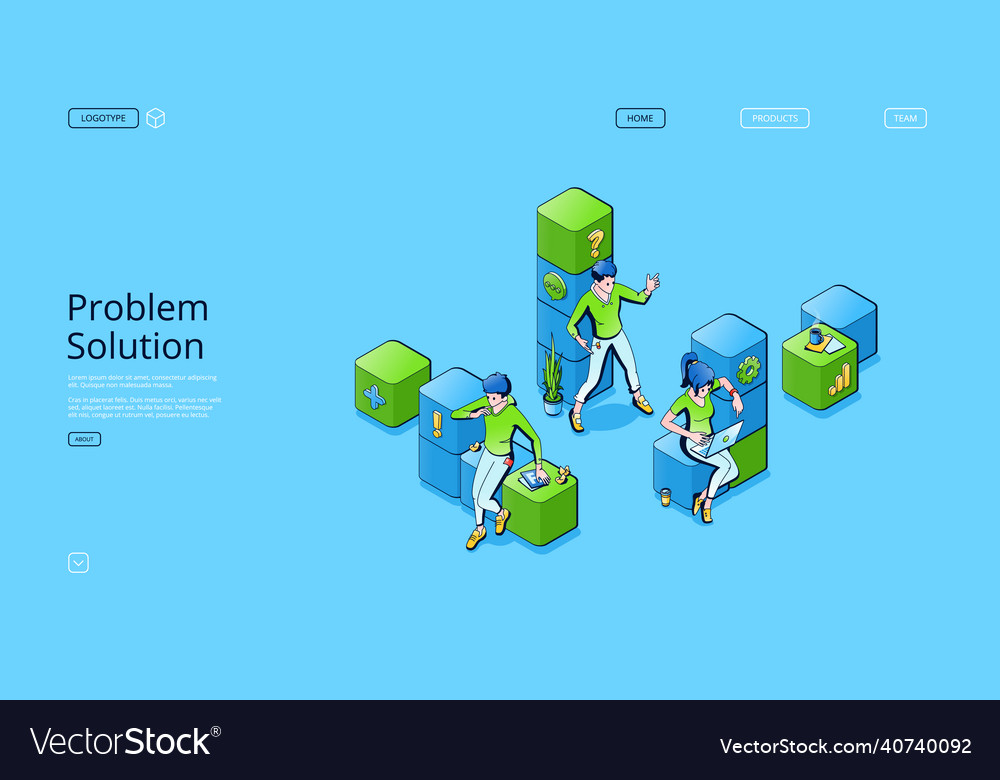 Problem solution isometric landing page business Vector Image