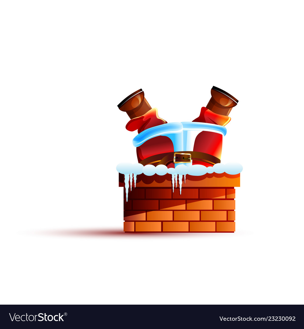 Santa claus stuck upside down in the chimney Vector Image Santa claus stuck upside down in the chimney Vector Image