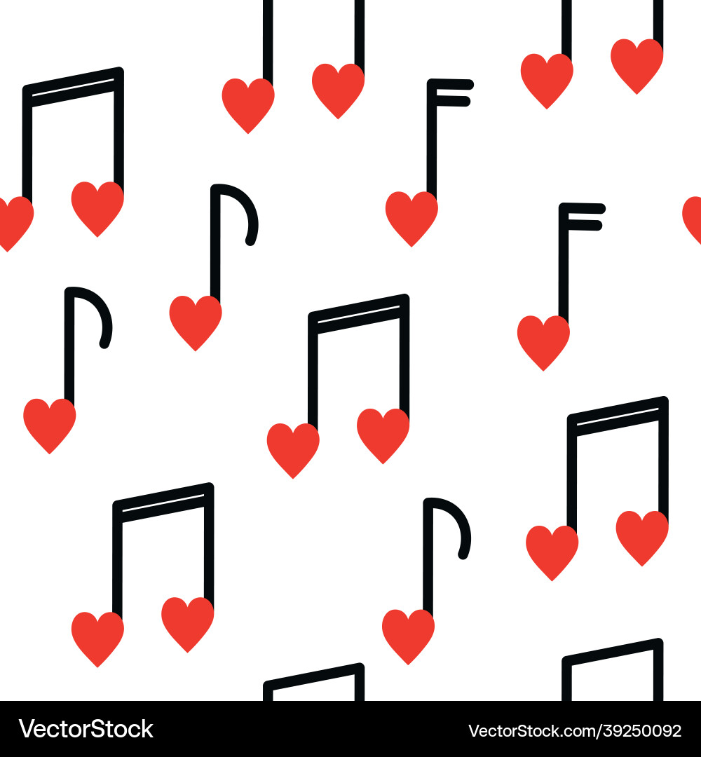 Seamless pattern with musical notes heart shaped Vector Image