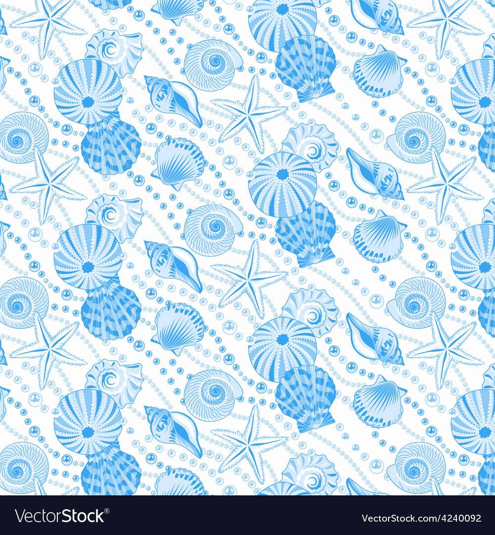 Seashells seamless pattern Royalty Free Vector Image