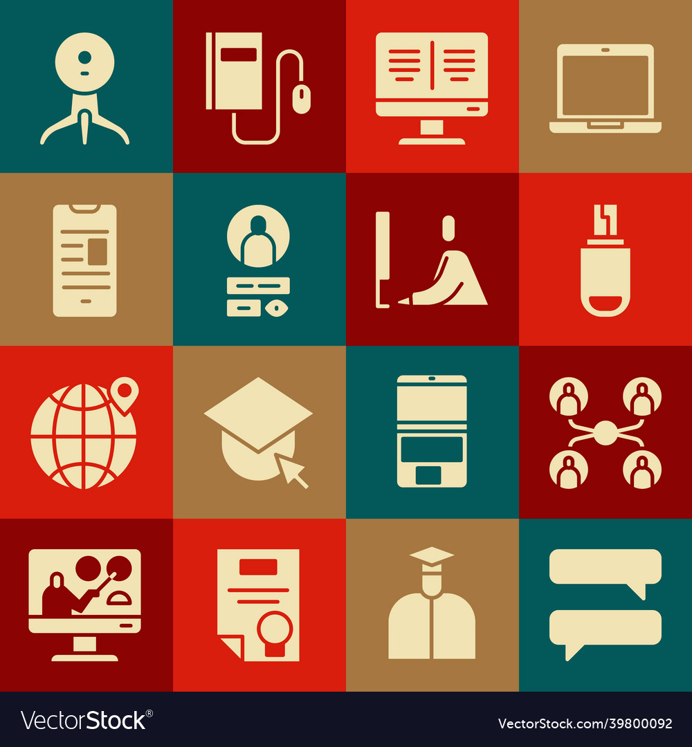 Set speech bubble chat online class usb flash Vector Image