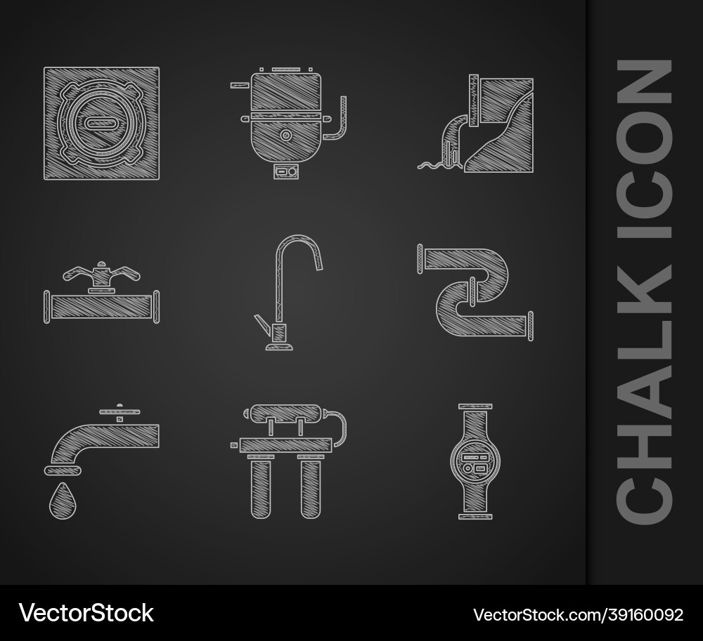 Set water tap filter meter industry metallic Vector Image