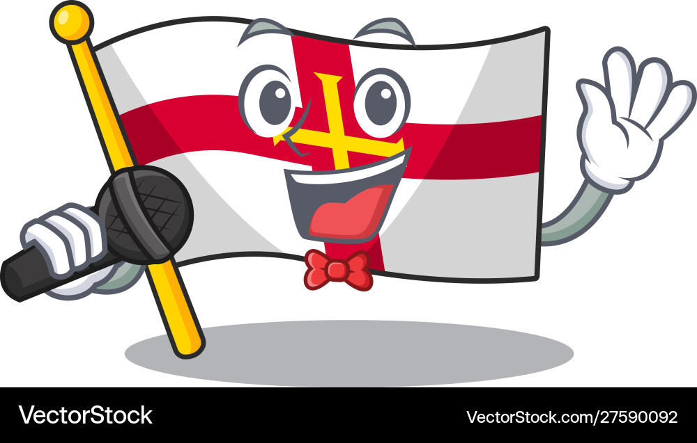 Singing flag guernsey flies character pole Vector Image