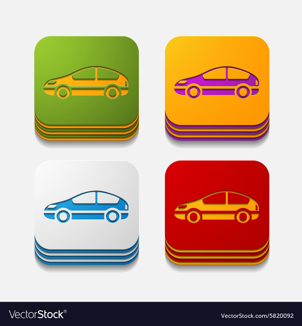 Square button car Royalty Free Vector Image - VectorStock
