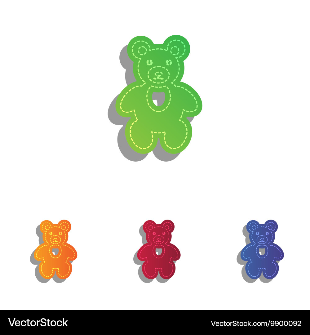 Teddy bear sign colorful applique Royalty Free Vector Image