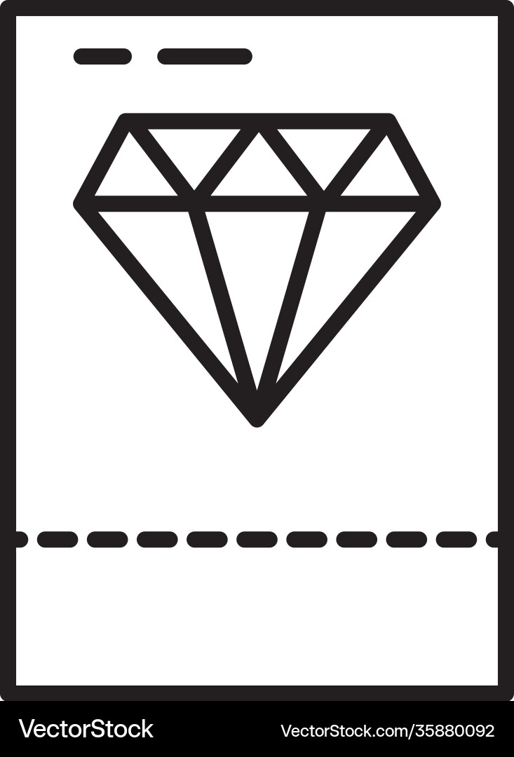 Vip ticket with diamond icon line style Royalty Free Vector