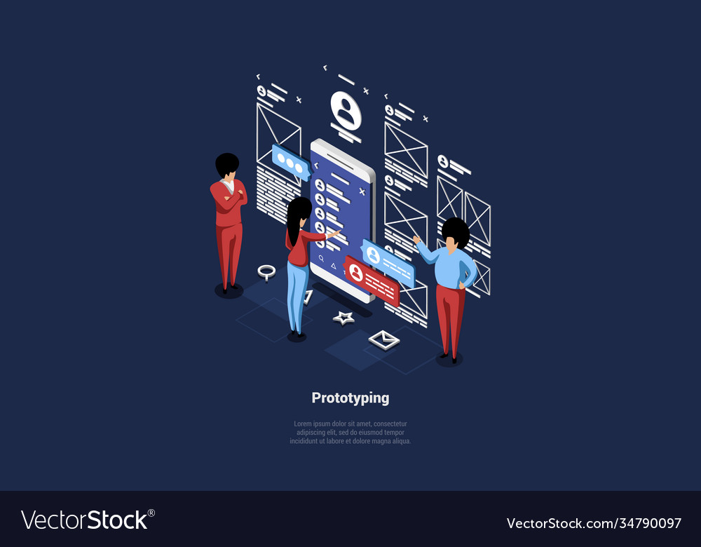 3d art of mobile application development Vector Image