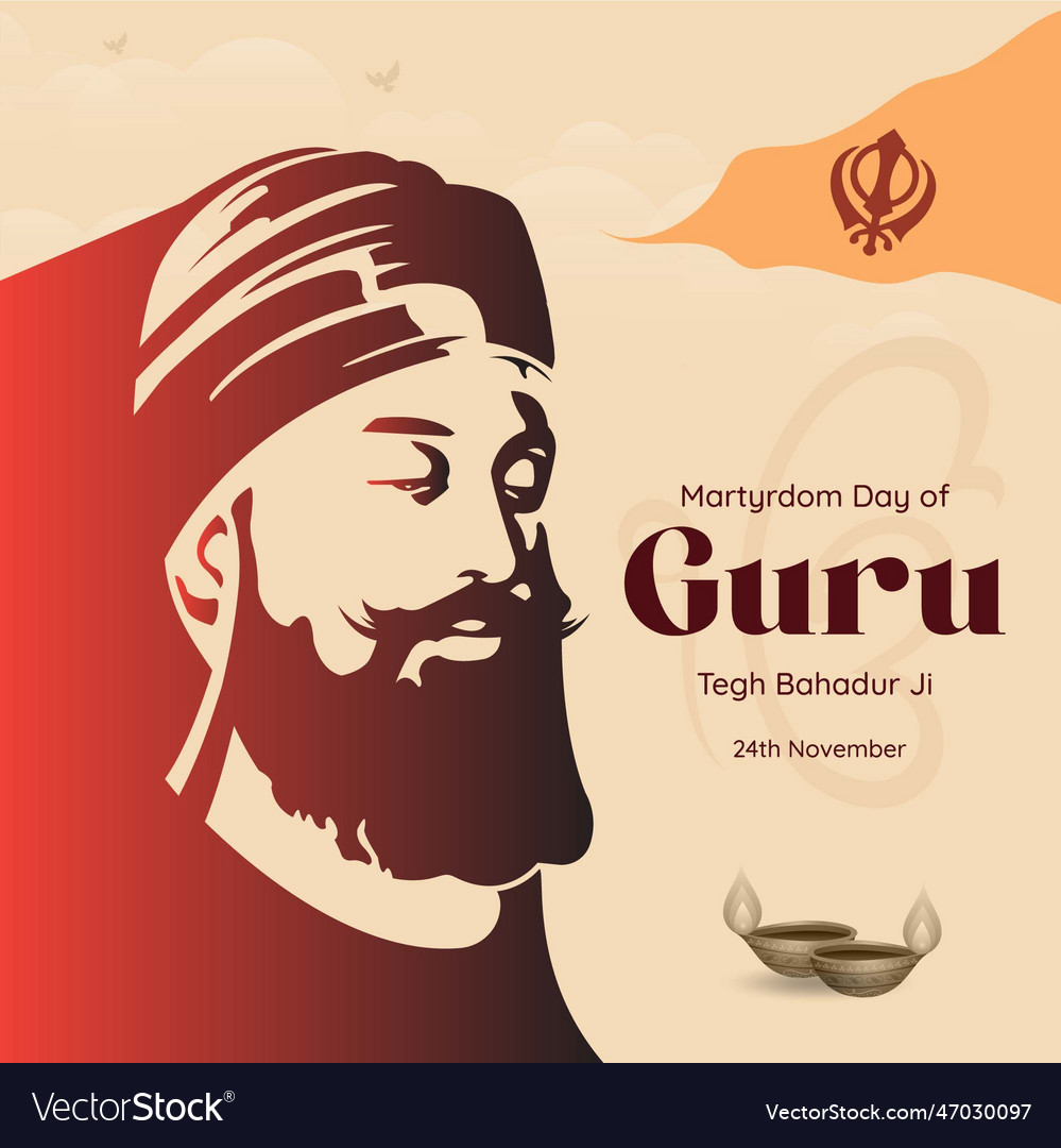 Banner design of guru tegh bahadur jayanti Vector Image