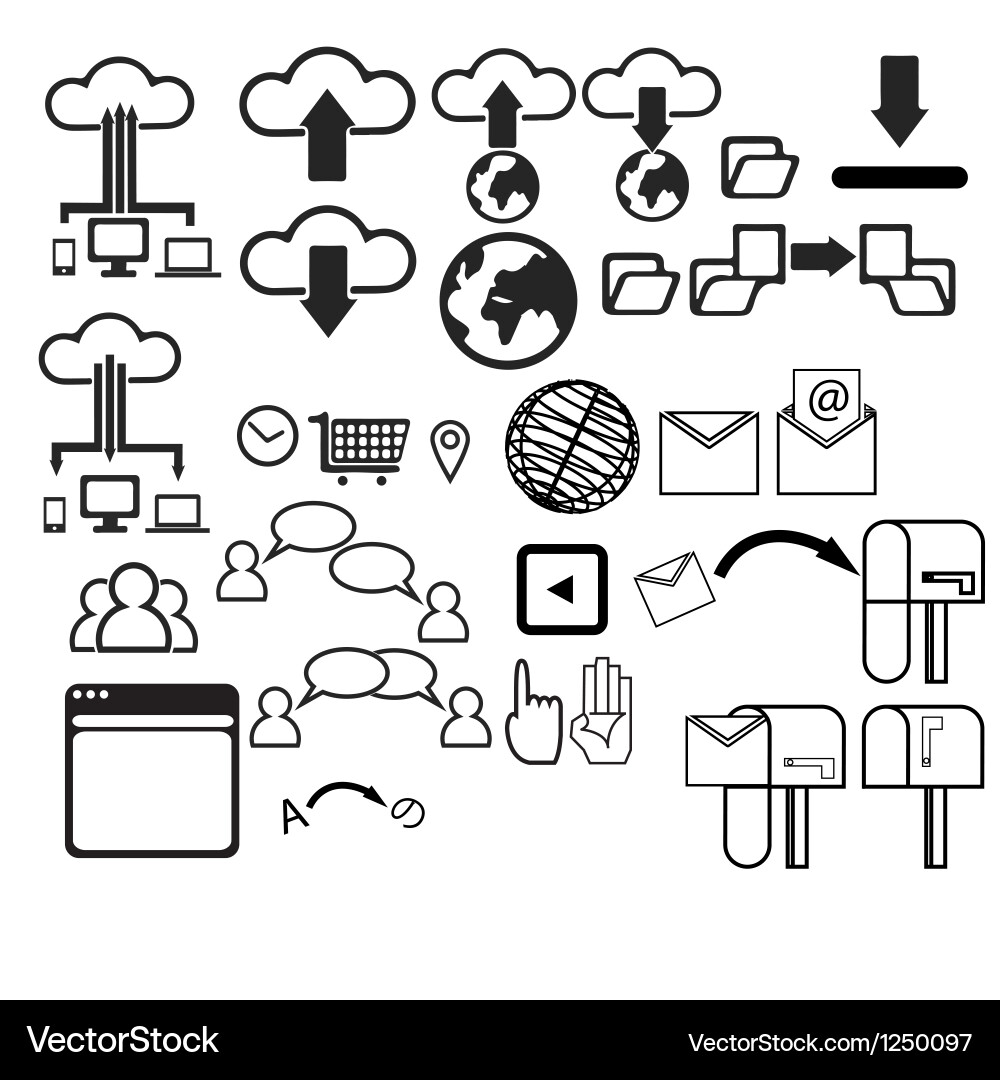 Computer networking ui set Royalty Free Vector Image