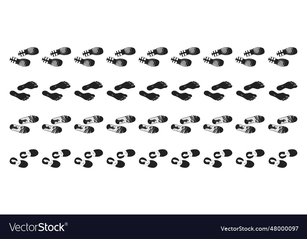 Footsteps pattern track walking step by step Vector Image