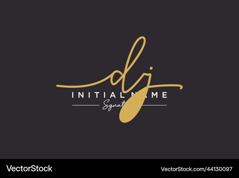 Initial dj signature logo template hand drawn Vector Image