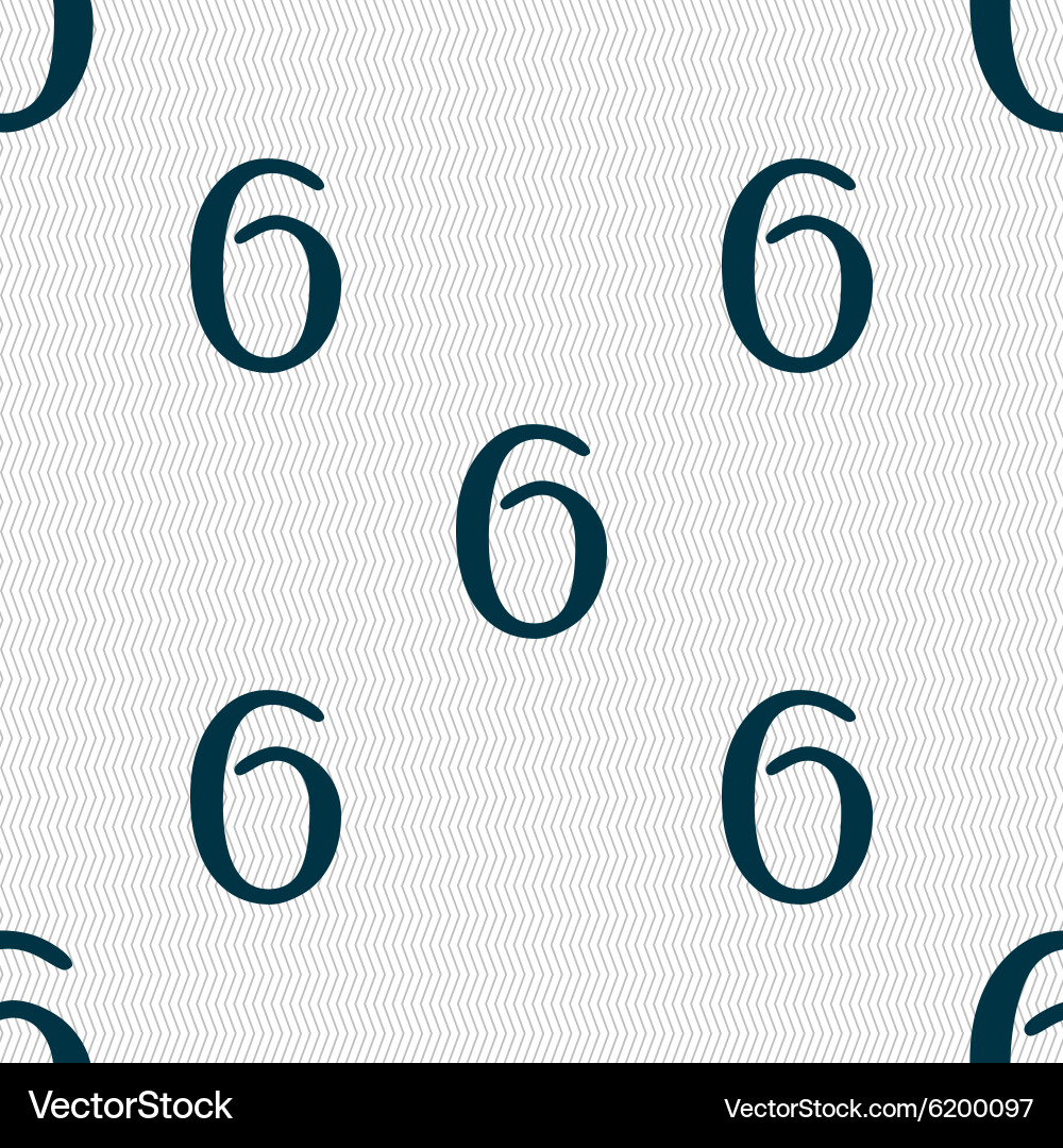 Number six icon sign seamless abstract background Vector Image