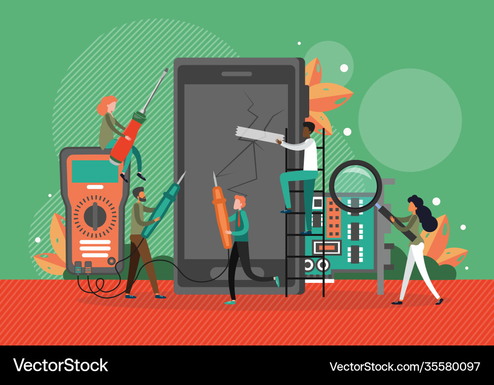 Phone repair service concept Royalty Free Vector Image