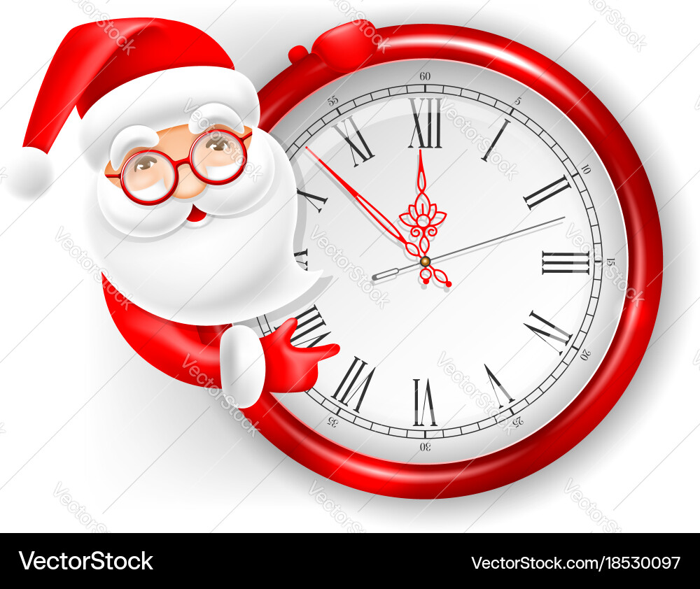 Santa claus and clock Royalty Free Vector Image