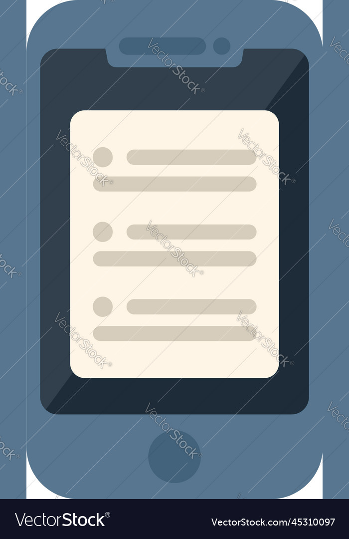 Smartphone task icon flat work report Royalty Free Vector