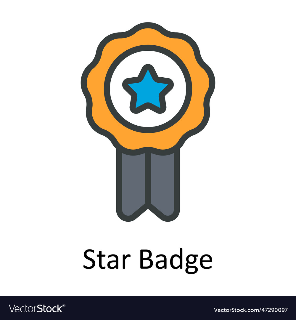 Star Badge Fill Outline Icon Design Royalty Free Vector