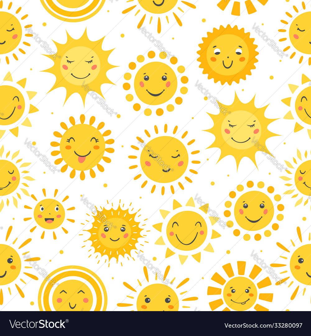Sun seamless pattern Royalty Free Vector Image