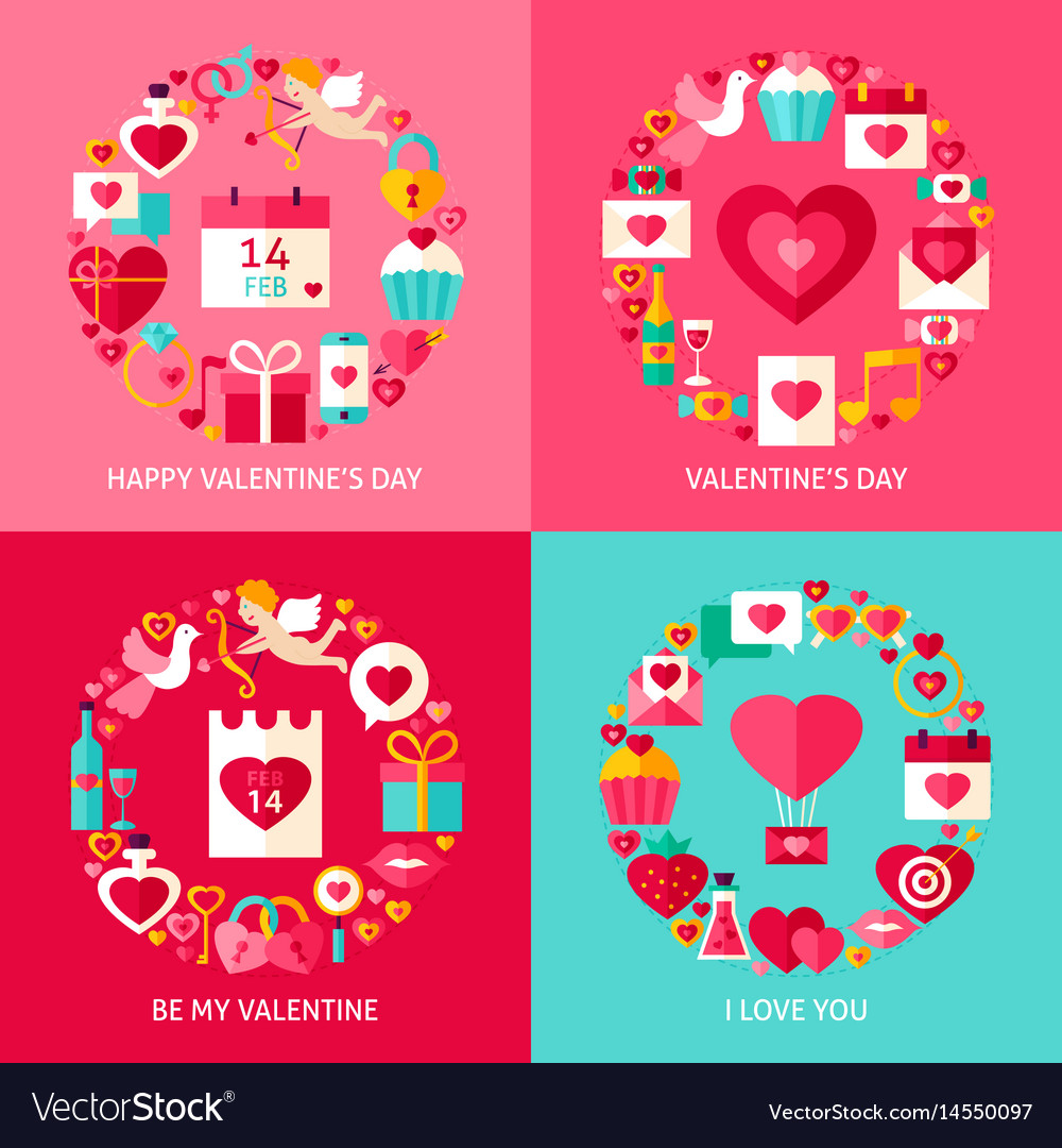 Valentine day concepts set Royalty Free Vector Image