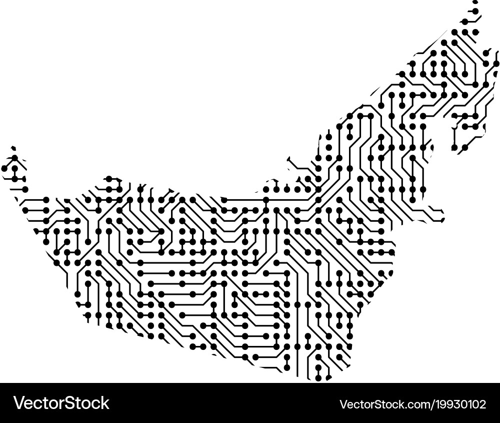 Abstract schematic map of united arab emirates Vector Image