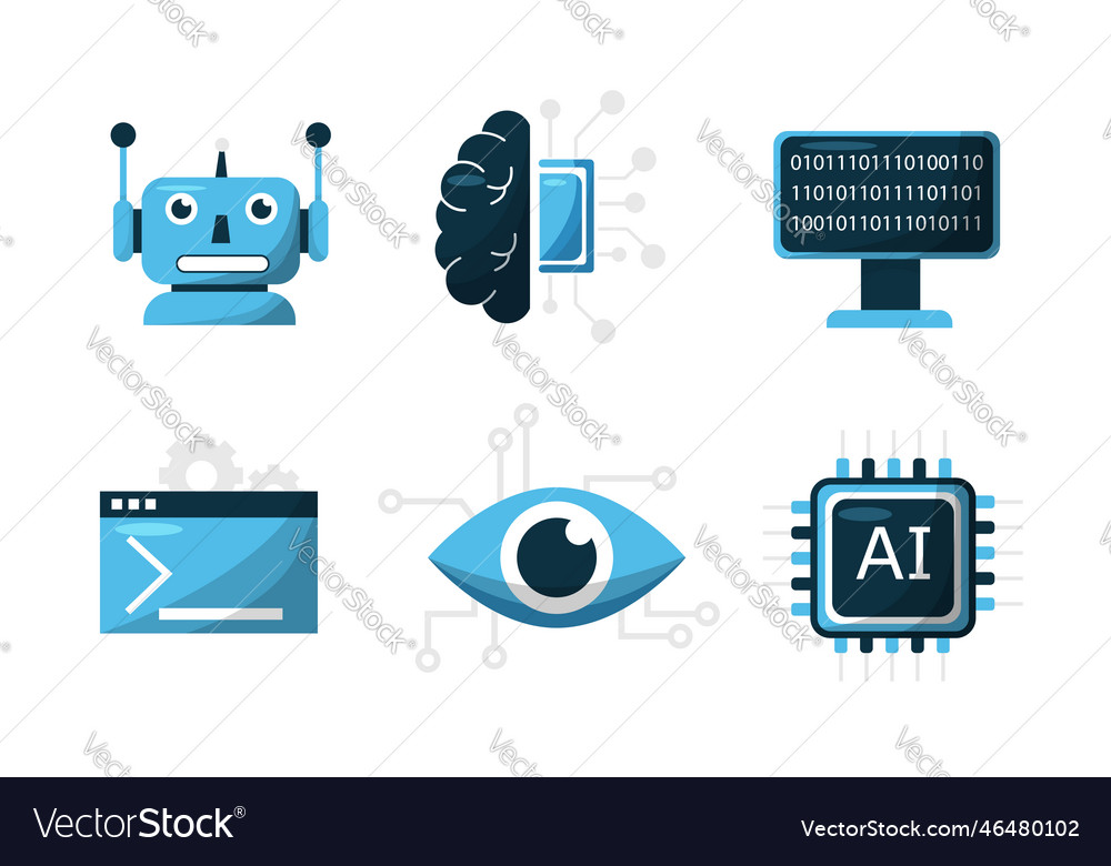 Artificial intelligence icon set element design Vector Image