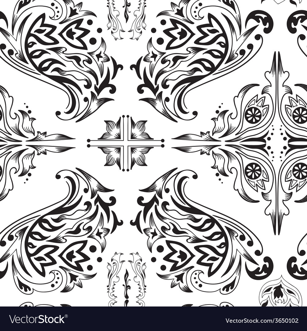 Black and white arabic pattern Royalty Free Vector Image
