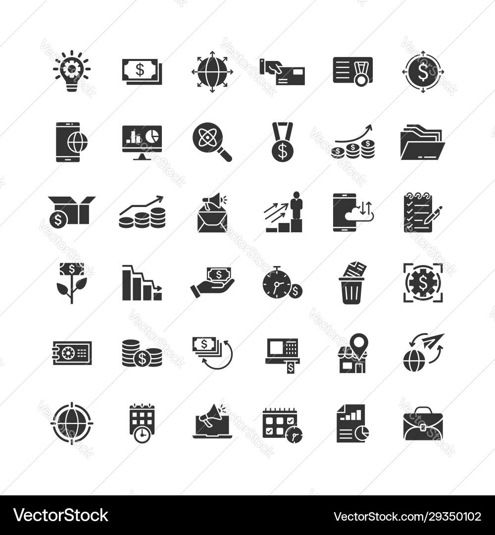 Business icon set in flat style make money Vector Image