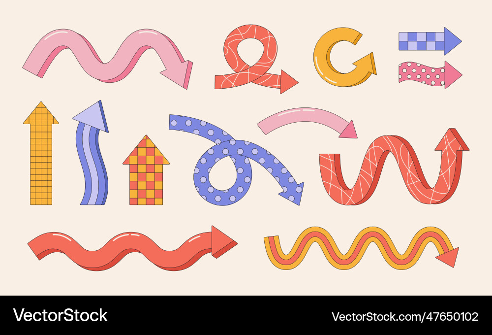 Collection of different abstract playful arrow Vector Image
