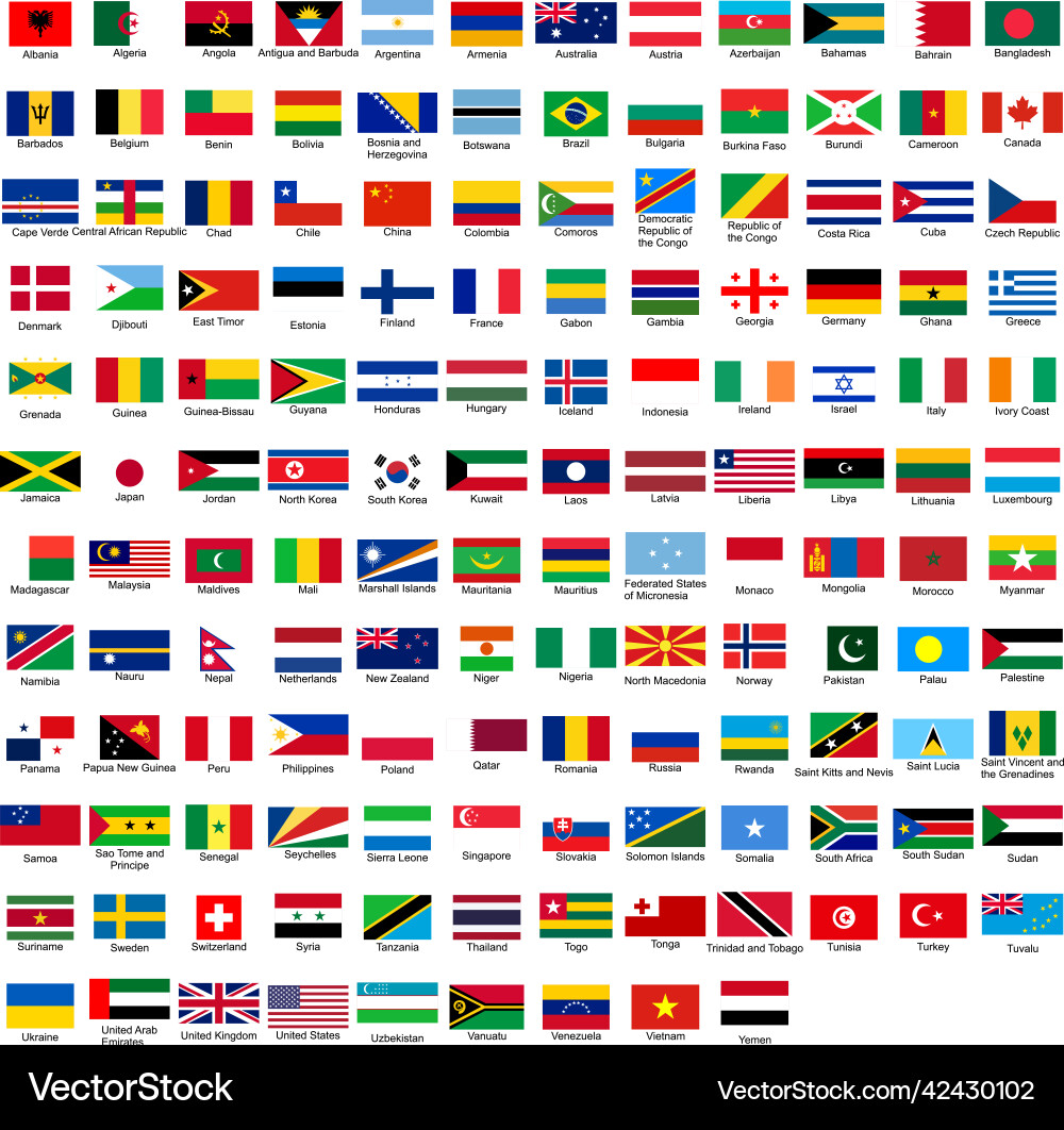 Flat international flags Royalty Free Vector Image