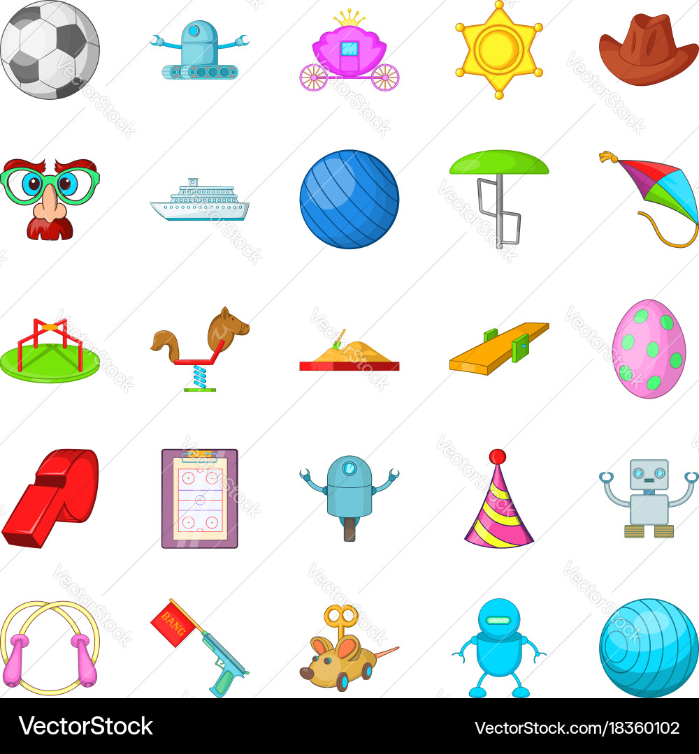 Funny game icons set cartoon style Royalty Free Vector Image