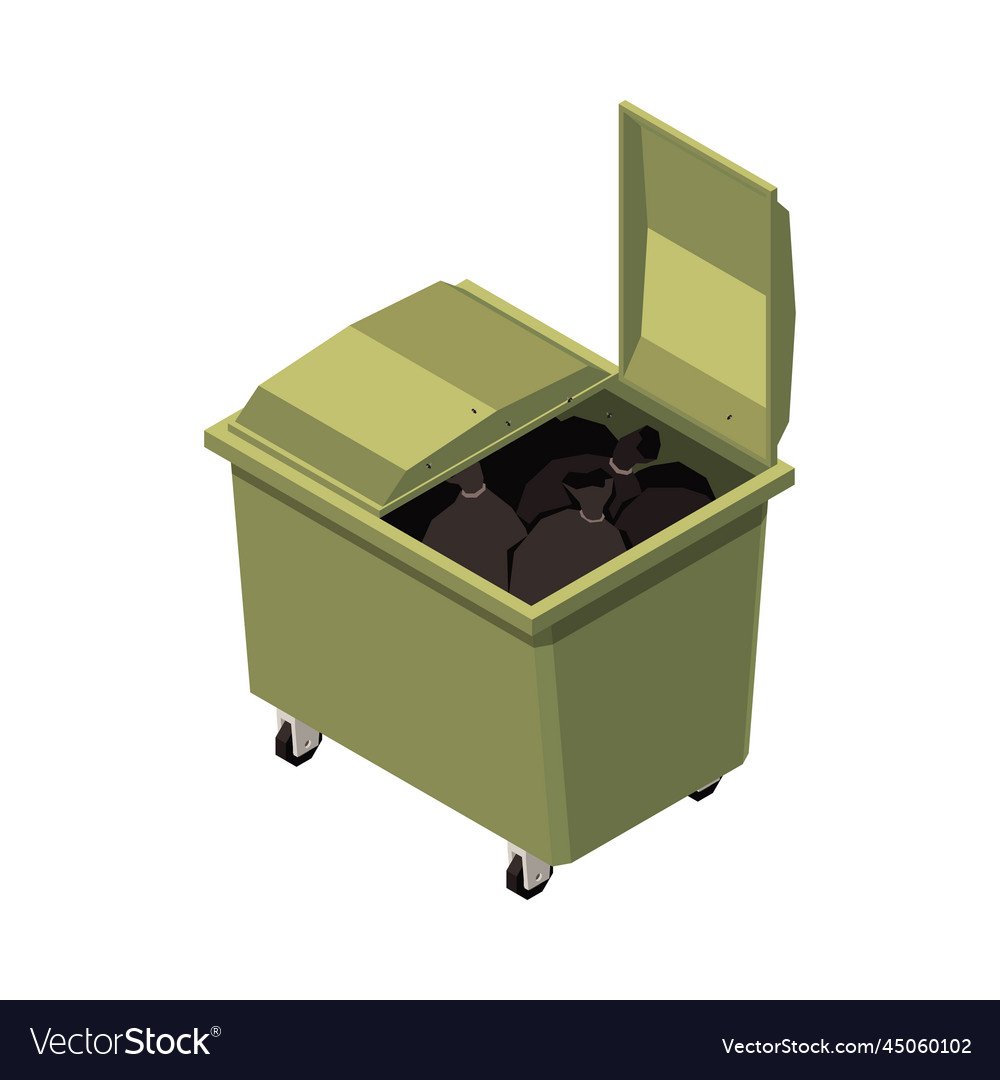 Garbage container isometric composition Royalty Free Vector